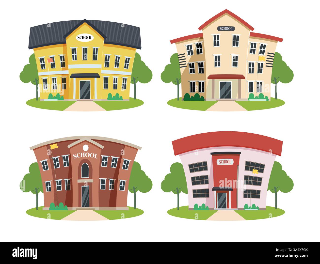 School college university clipart set. School building drawing clip art ...