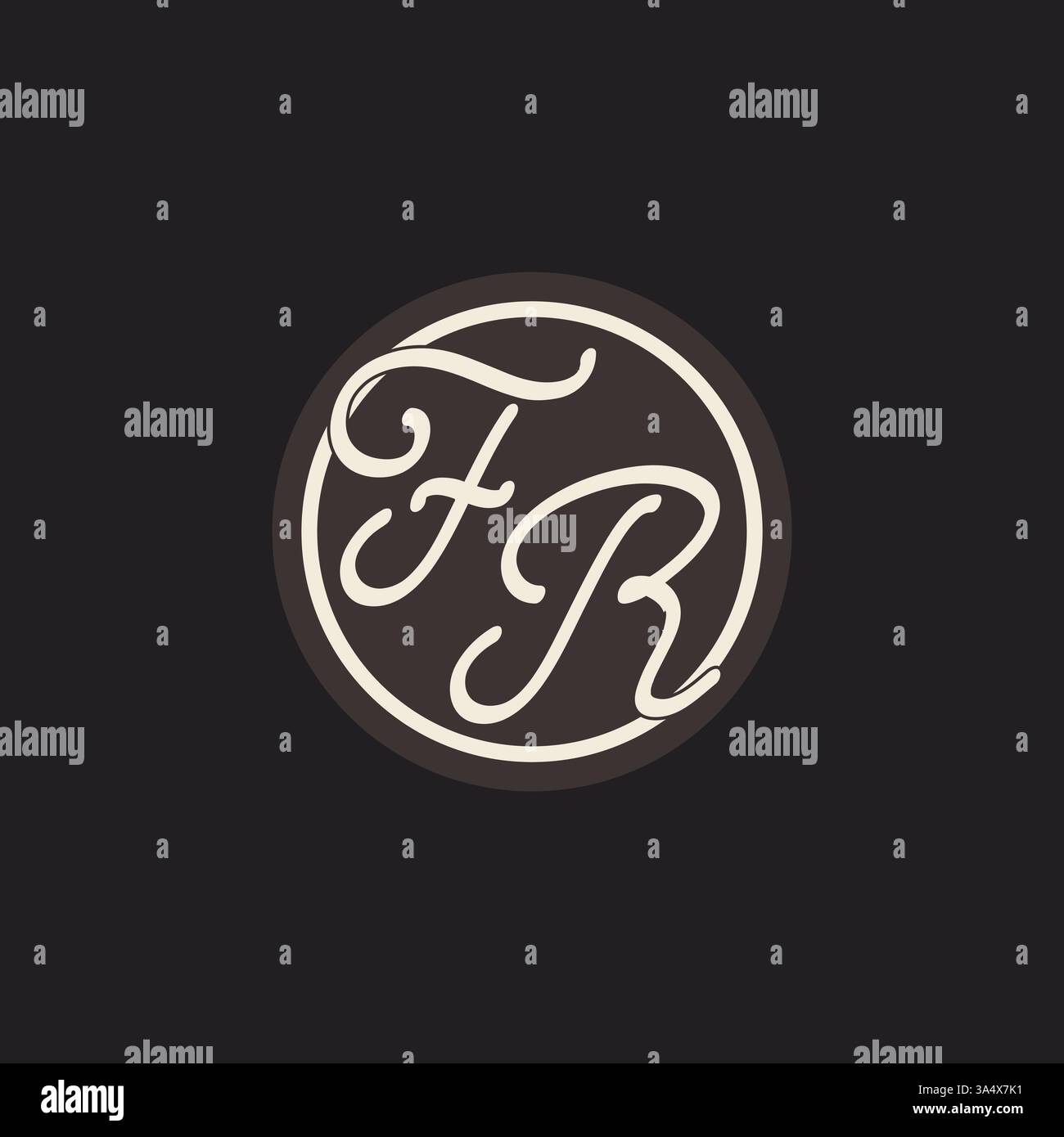 Initial letter FR monogram logo with simple and creative cirle line design ideas vector graphic ...