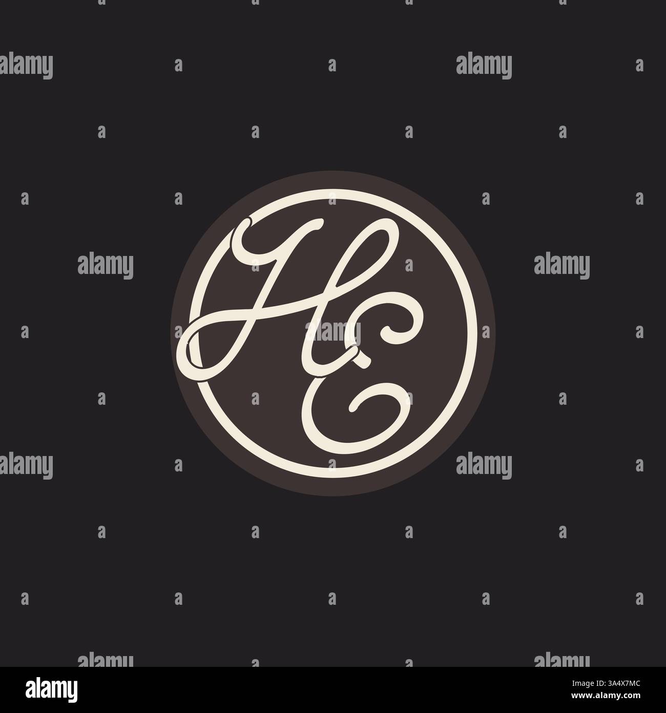 Initial letter HE monogram logo with simple and creative cirle line ...