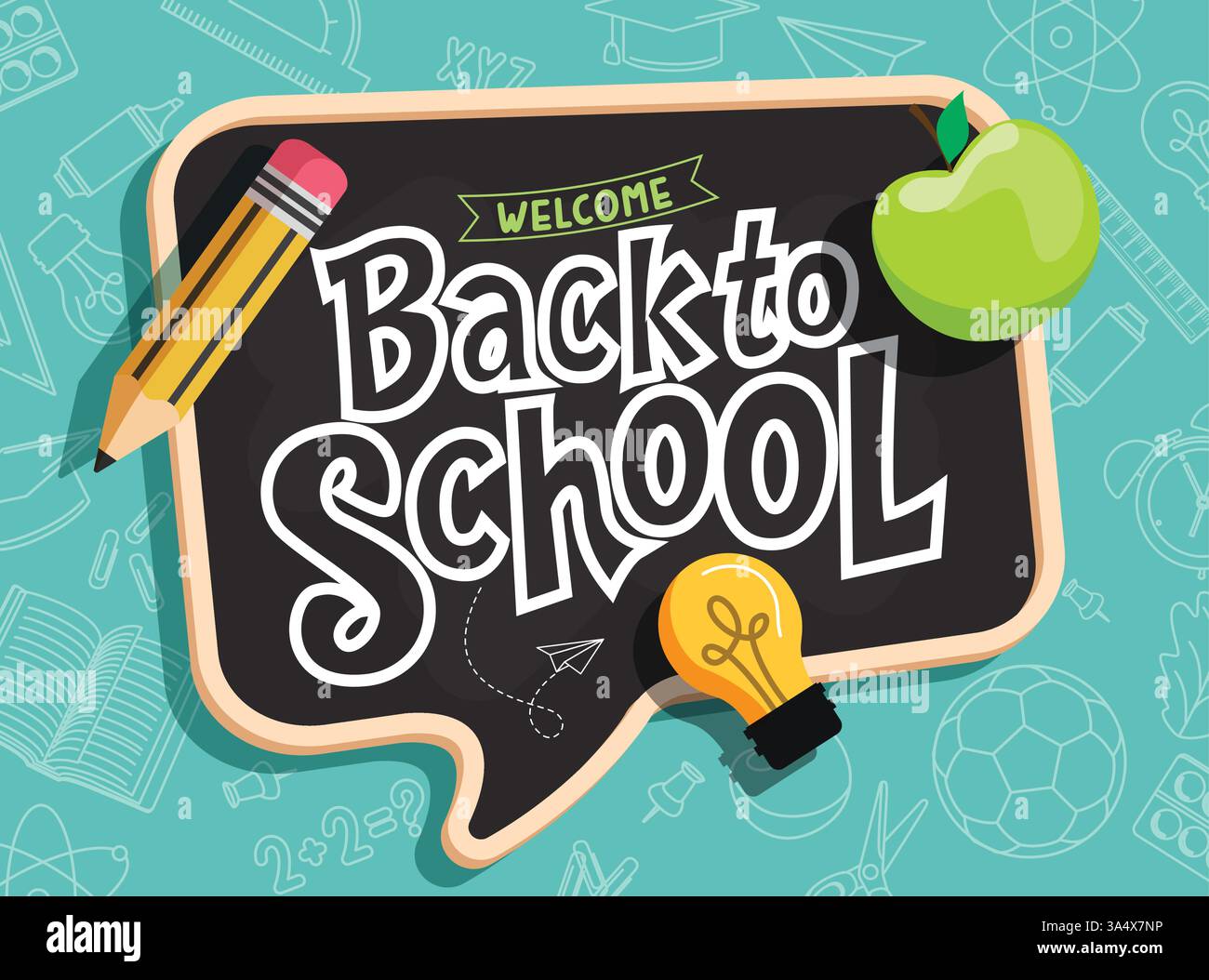 Back to school greeting clipart template. School greeting text in black ...