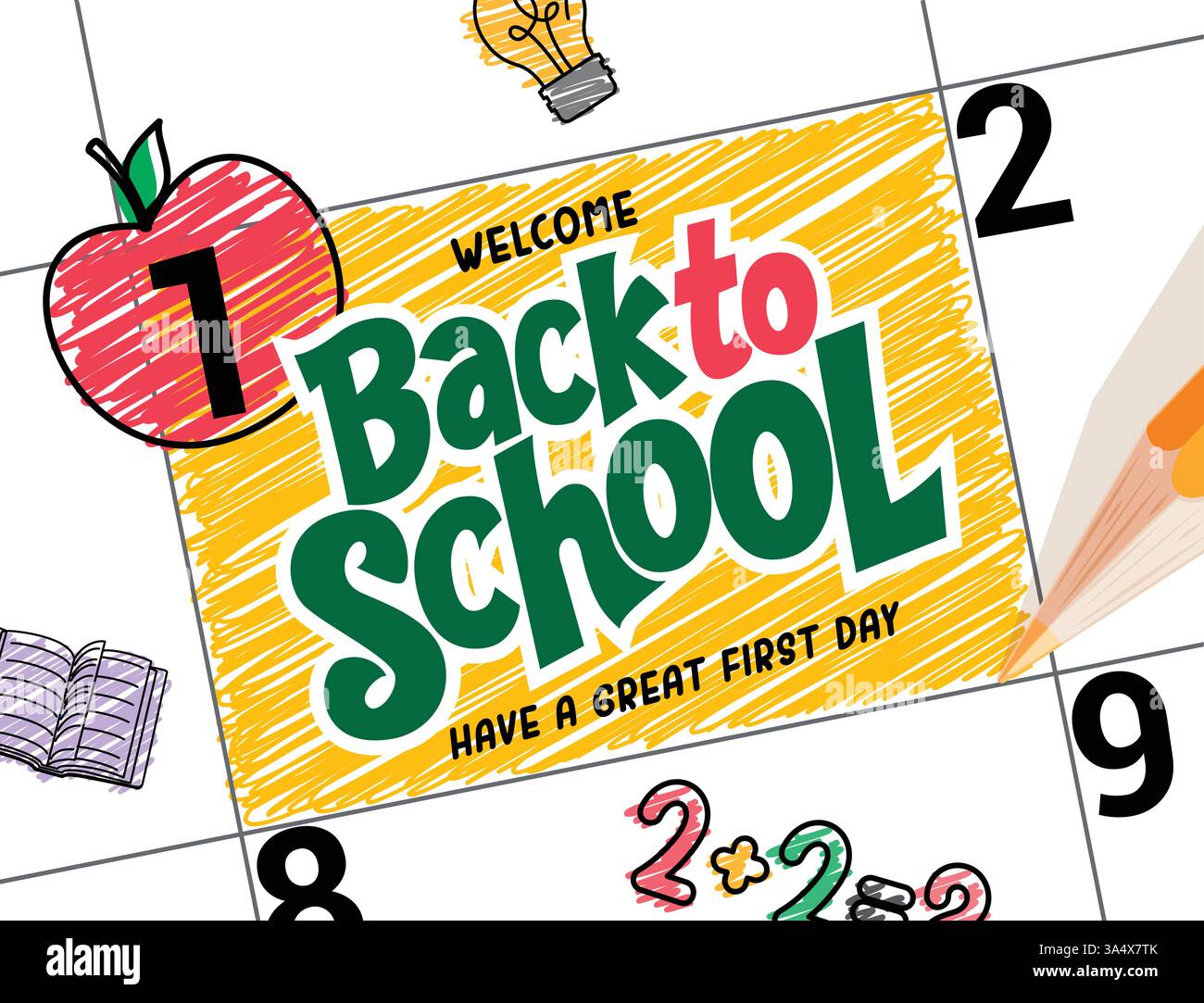Back to school greeting clipart template. School calendar drawing clip ...