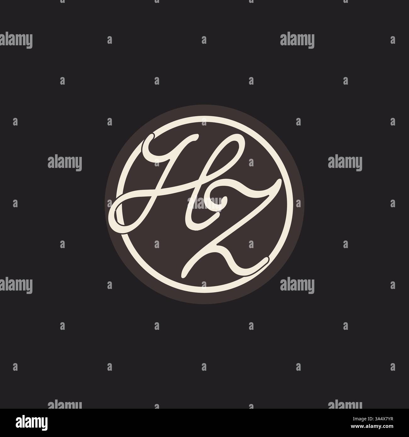 Initial letter HZ monogram logo with simple and creative cirle line ...