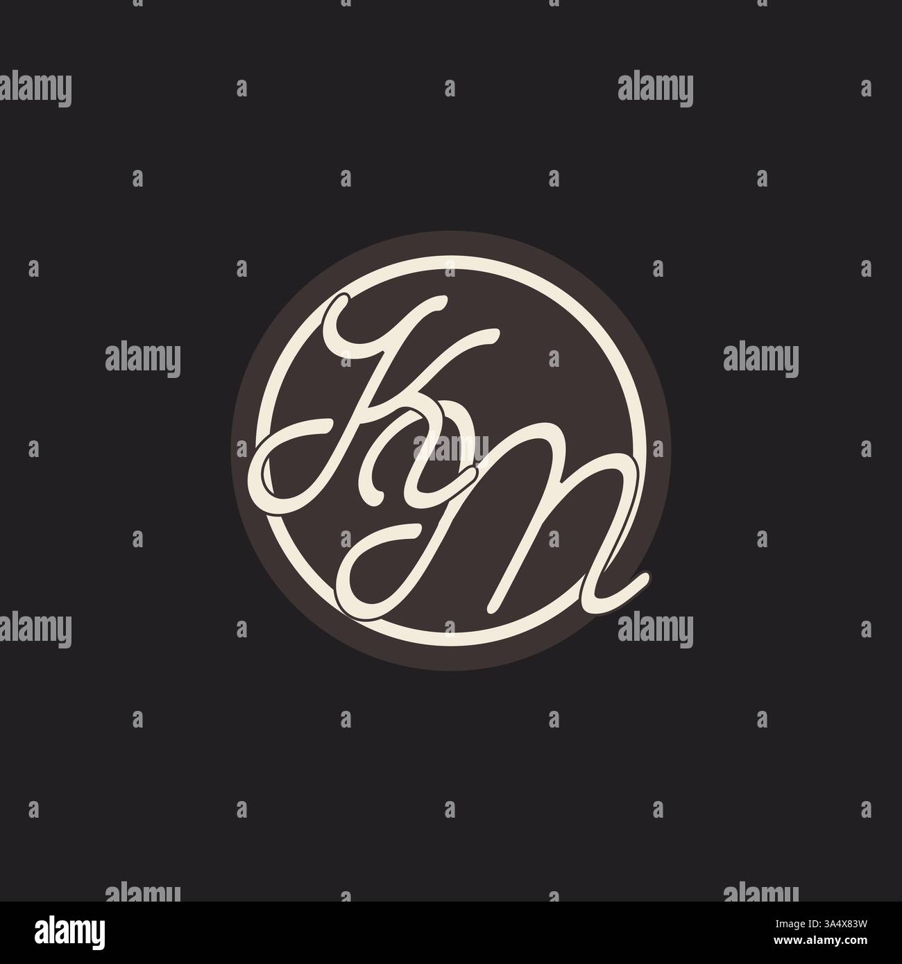 Initial letter KM monogram logo with simple and creative cirle line design ideas vector graphic ...