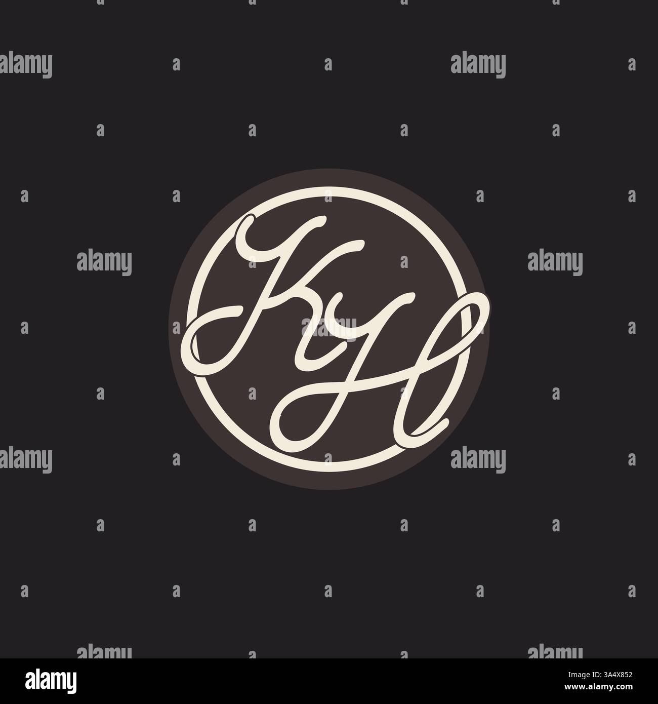 Initial letter KH monogram logo with simple and creative cirle line ...