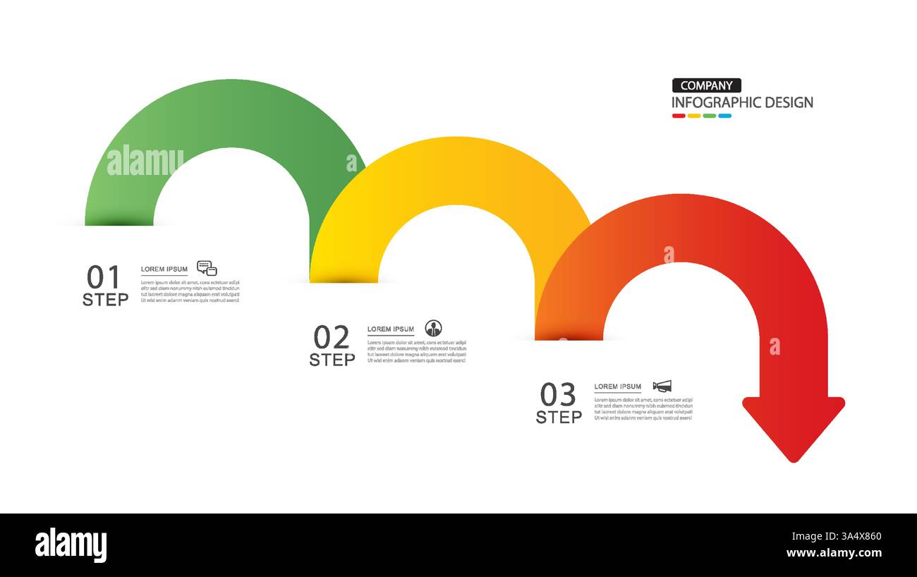 Infographics arrow symbol timeline business steps from green to red ...