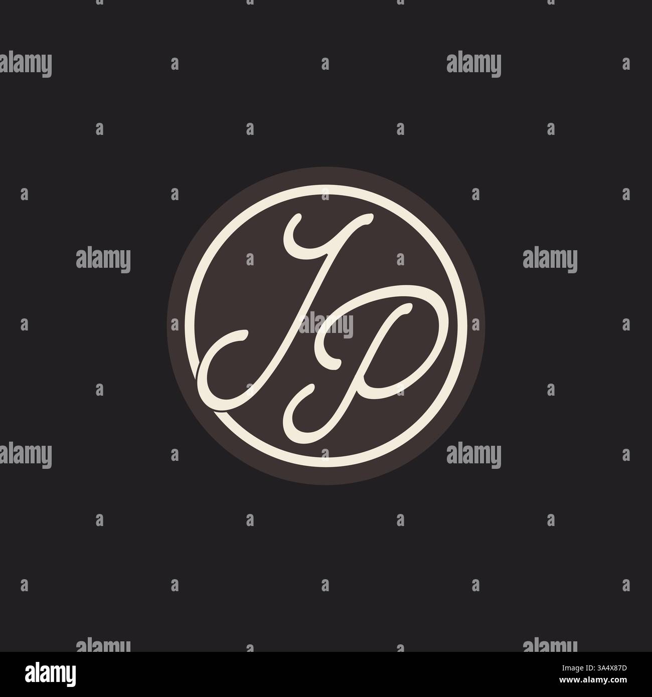 Initial letter JP monogram logo with simple and creative cirle line ...