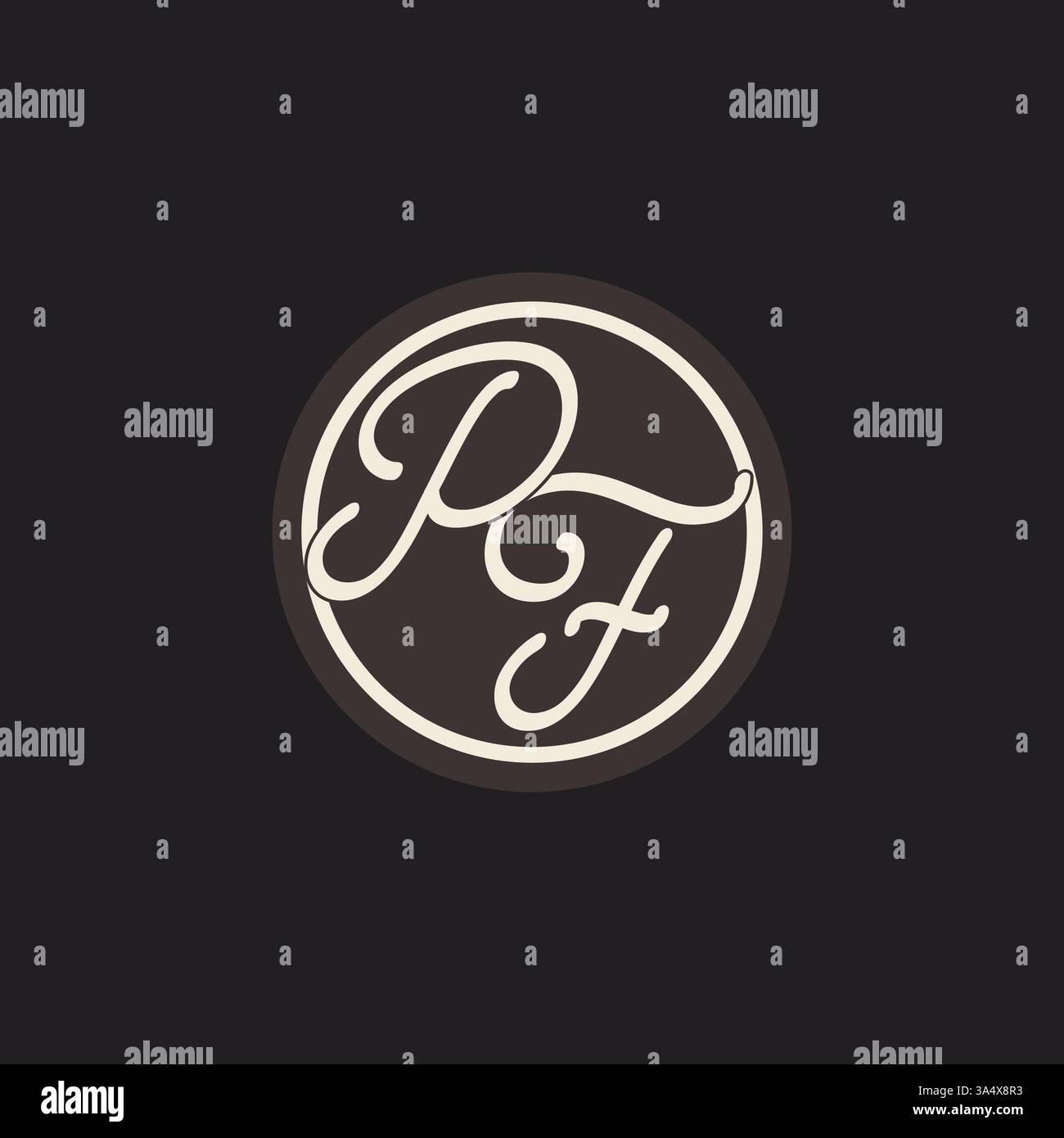 Initial letter PF monogram logo with simple and creative cirle line ...