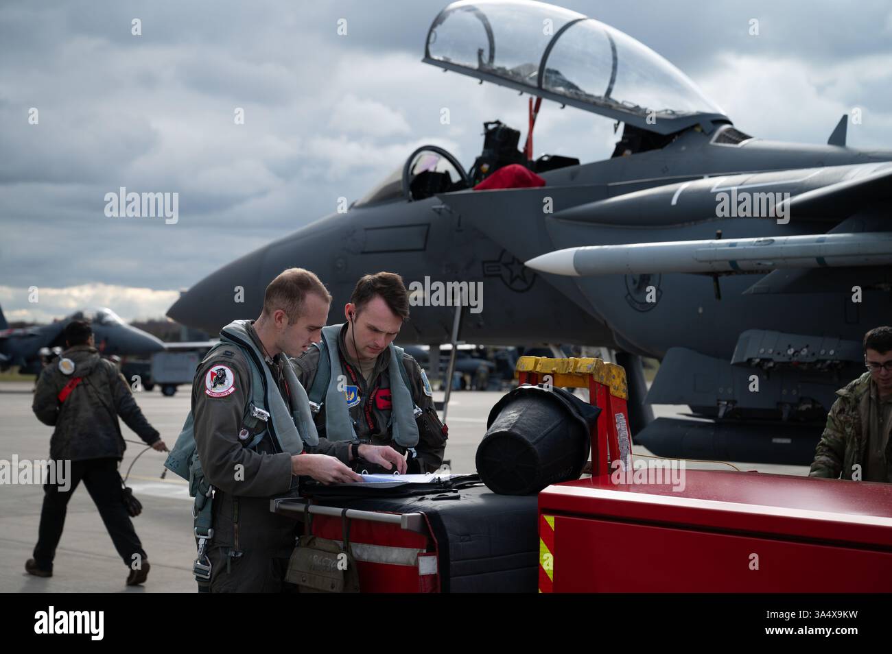 From the left, U.S. Air Force Airman Fernando Schnaidt, 494th Fighter ...
