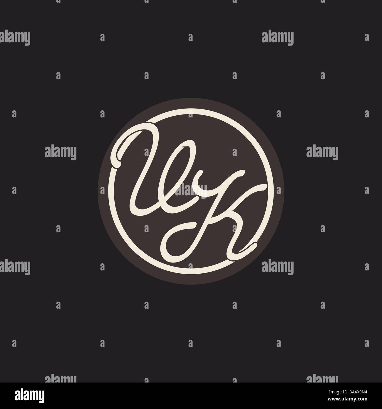 Initial letter VK monogram logo with simple and creative cirle line ...
