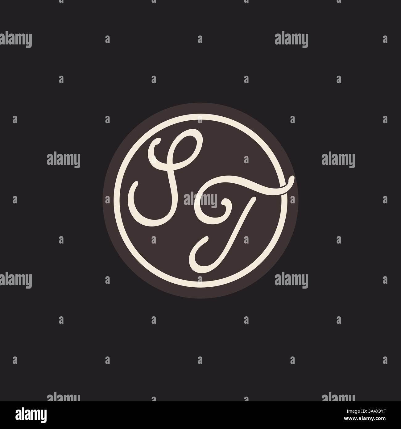 Initial letter ST monogram logo with simple and creative cirle line ...