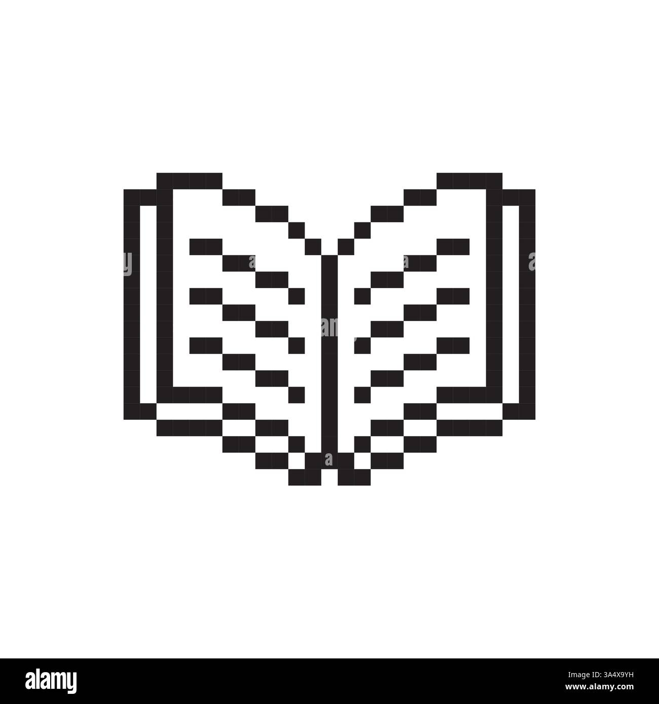 Pixel book icon. Blocky reading symbol. Retro open shape. Vector ...