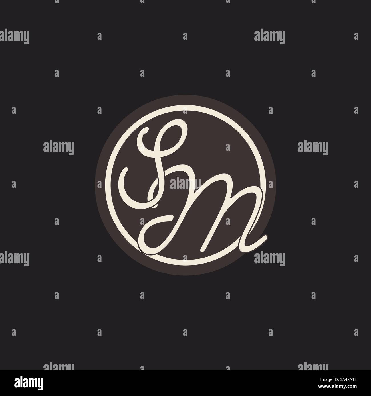 Initial letter SM monogram logo with simple and creative cirle line ...