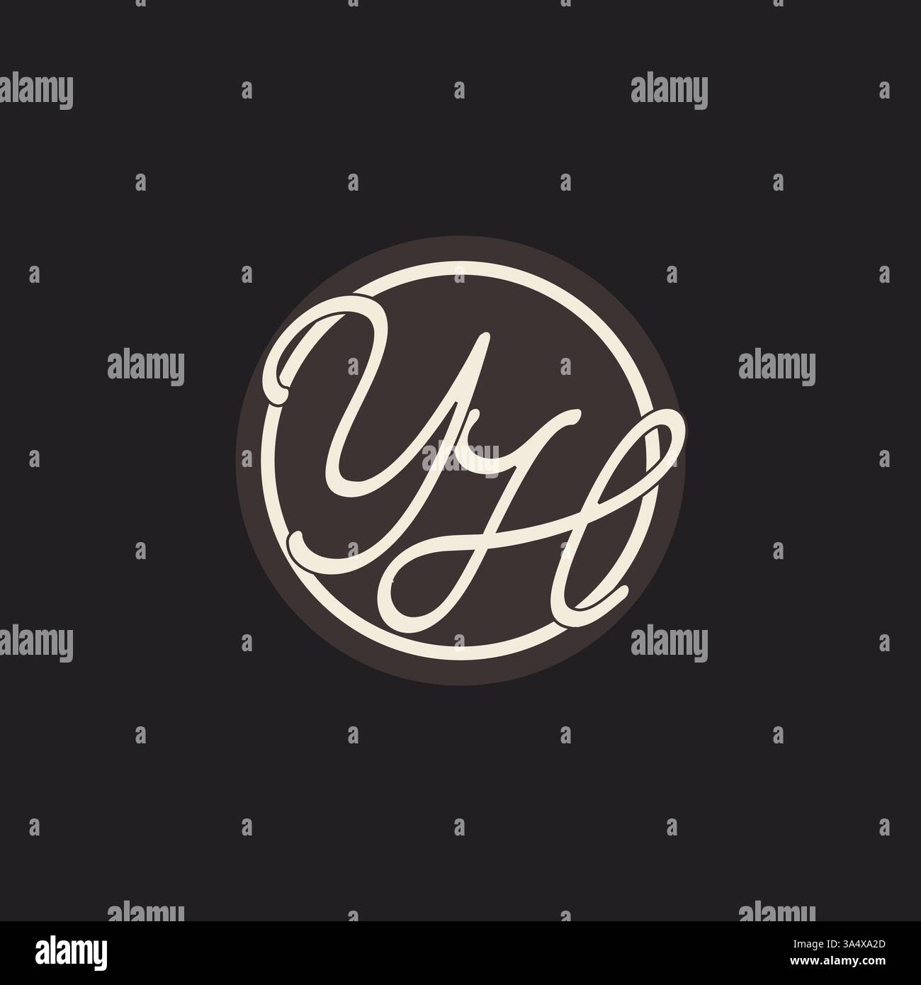 Initial letter YH monogram logo with simple and creative cirle line ...