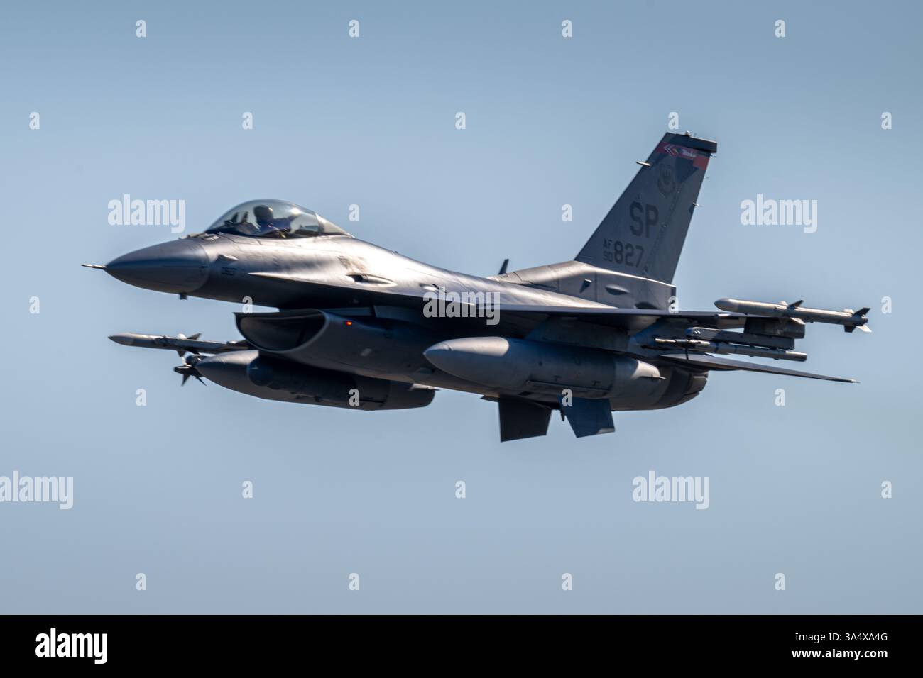 An F-16 Fighting Falcon assigned to the 480th Fighter Squadron conducts ...