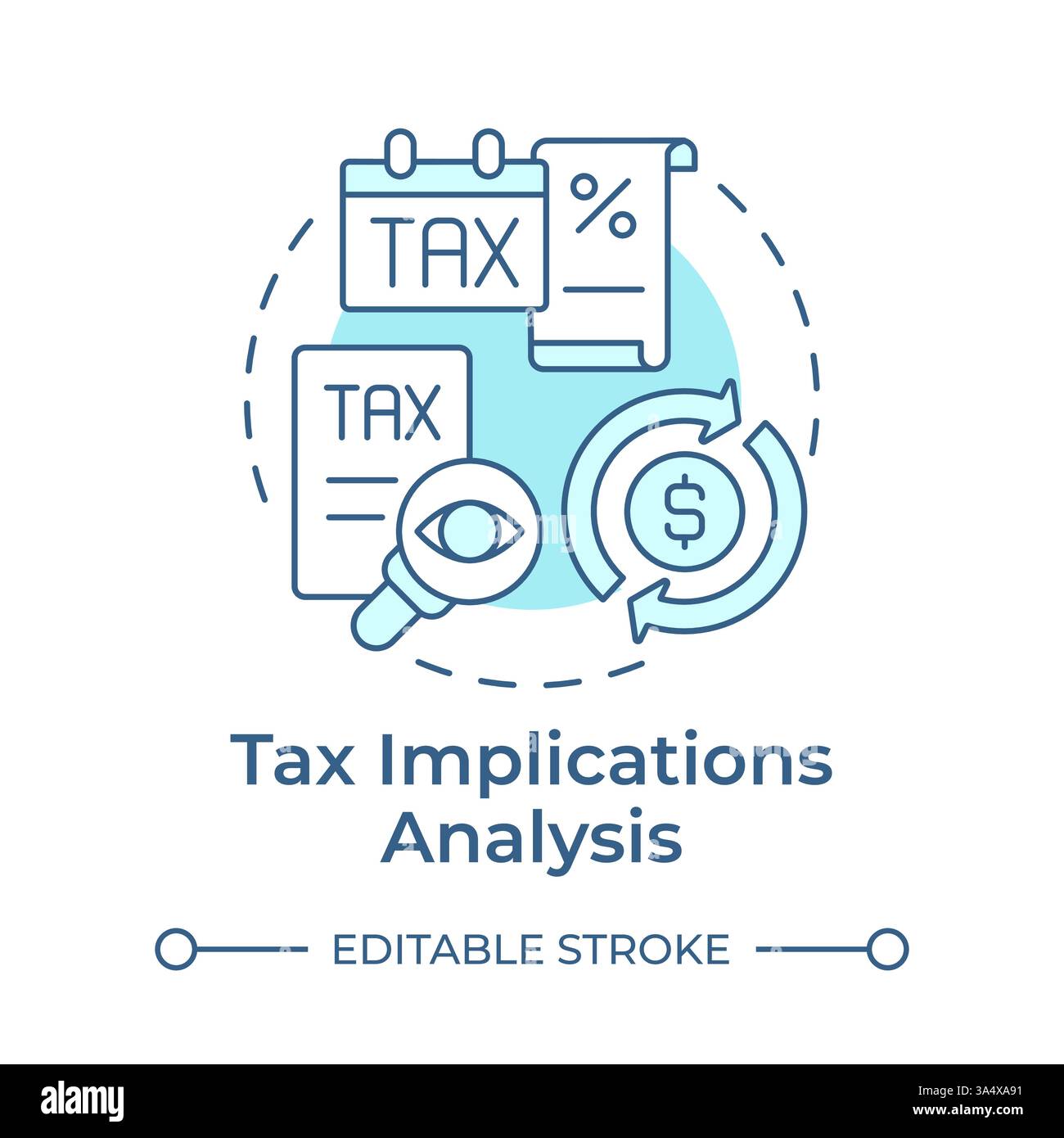 Tax implications analysis soft blue concept icon Stock Vector Image ...