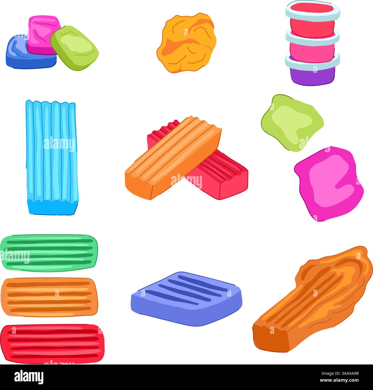 modeling clay toy set cartoon vector illustration Stock Vector Image ...