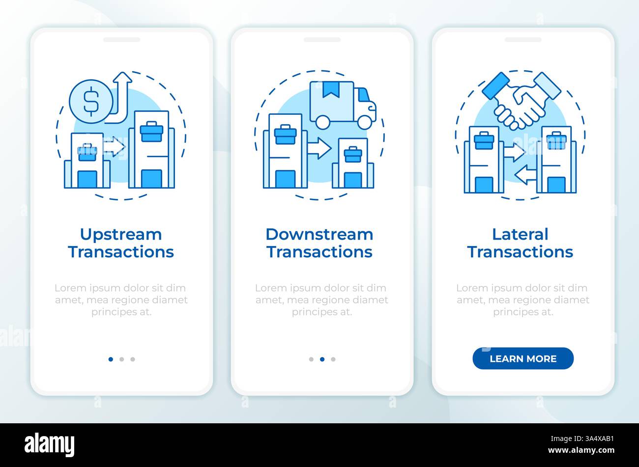 Types of intra group transactions blue onboarding mobile app screen ...