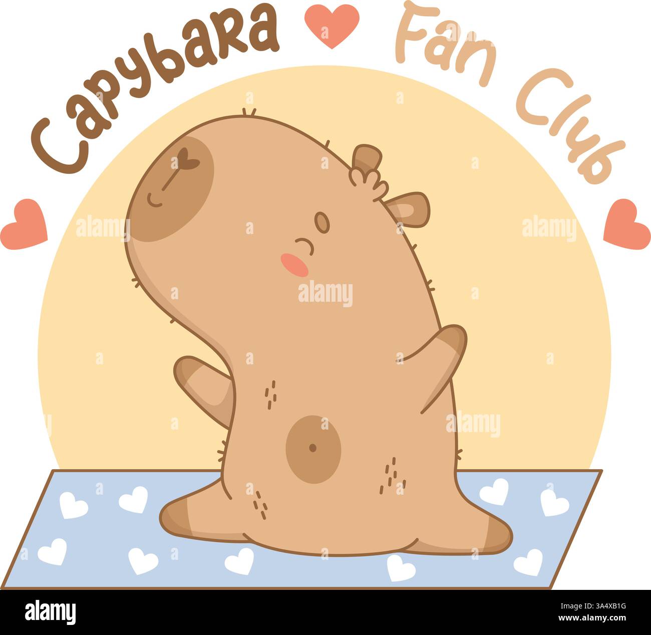 Cute capybara stretching on yoga mat. Cartoon kawaii animal sportsman ...