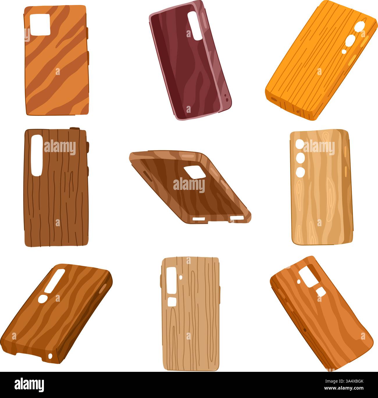 phone case wooden set cartoon vector illustration Stock Vector Image ...