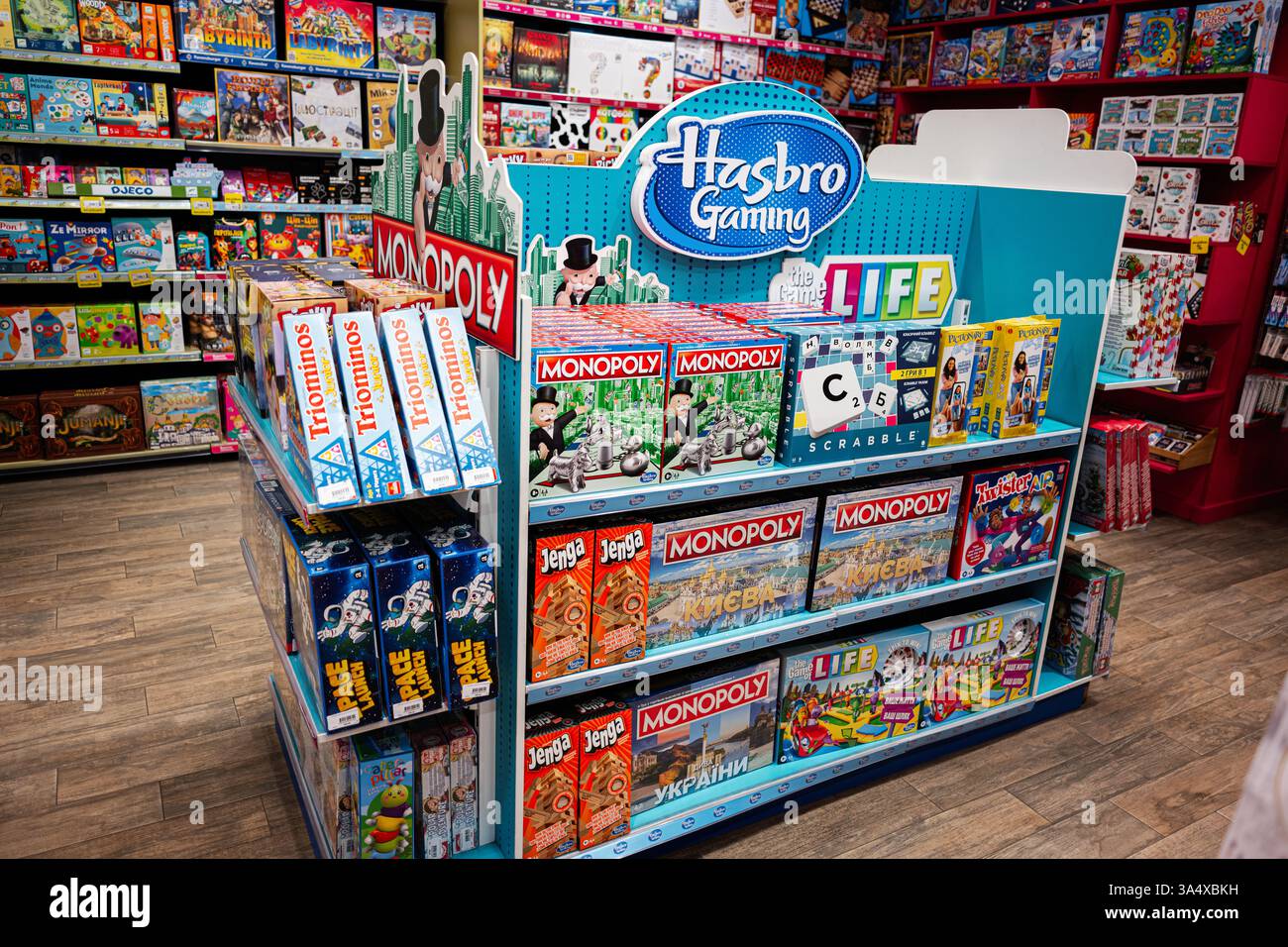 Lviv, Ukraine - March 19, 2025: Collection of famous Hasbro Gaming ...