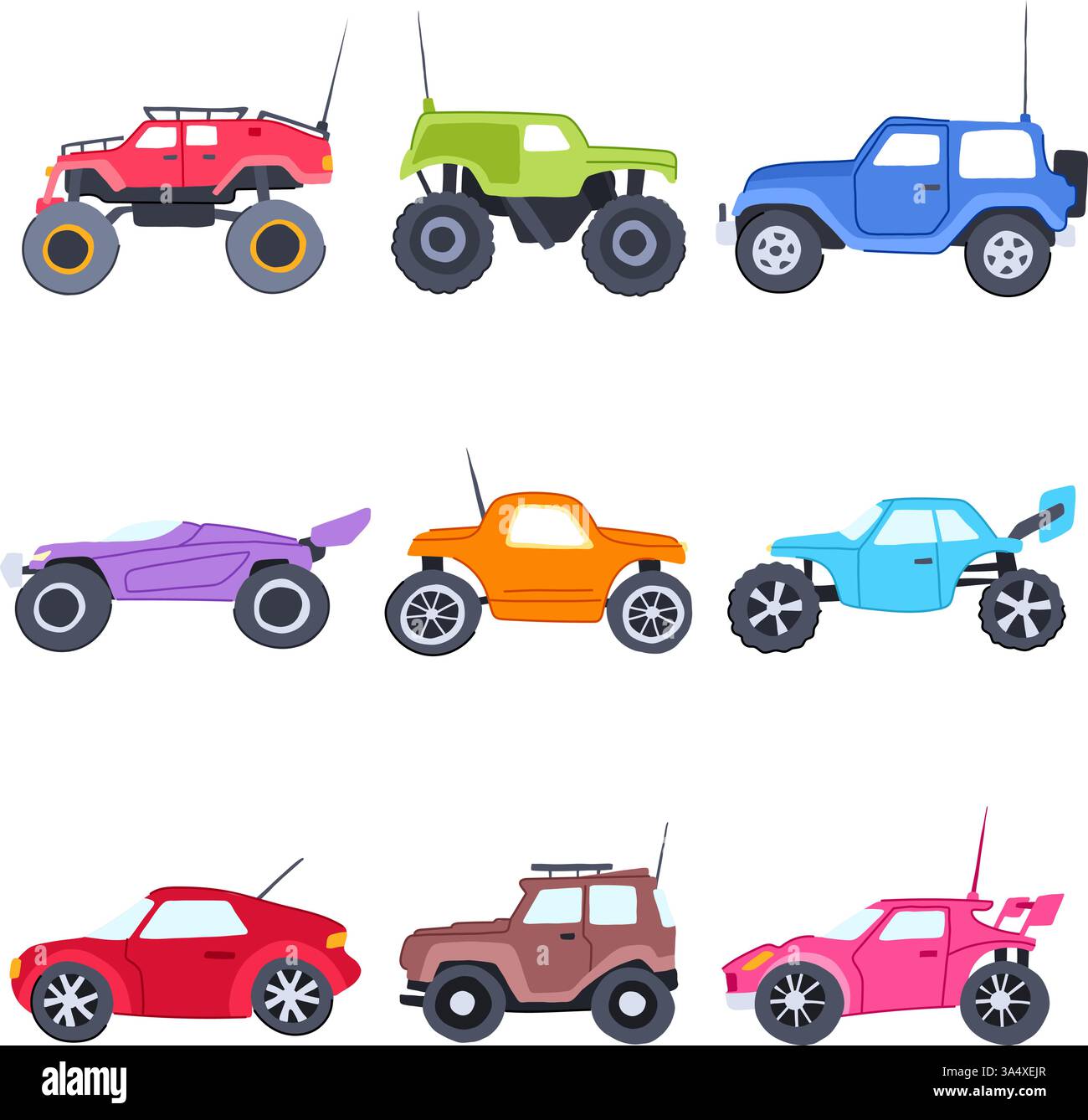rc car toy set cartoon vector illustration Stock Vector Image & Art - Alamy