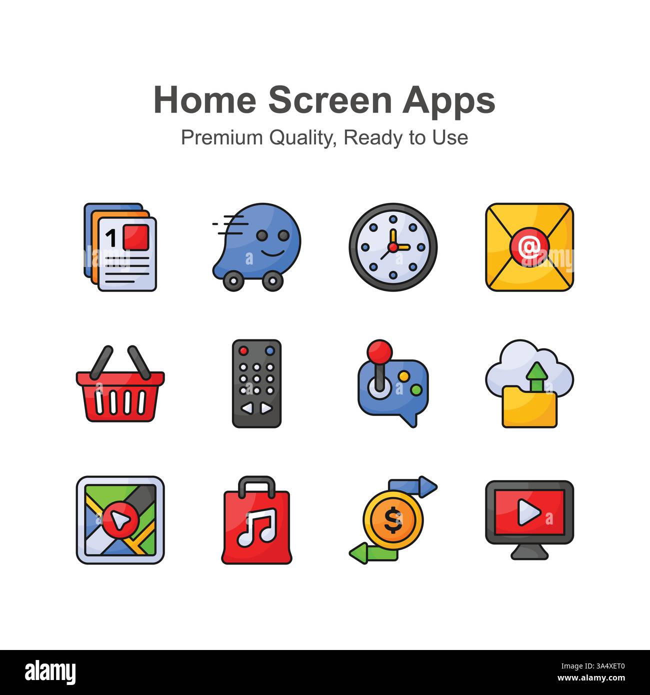 Visually perfect home screen apps icons set, ready to use and download ...