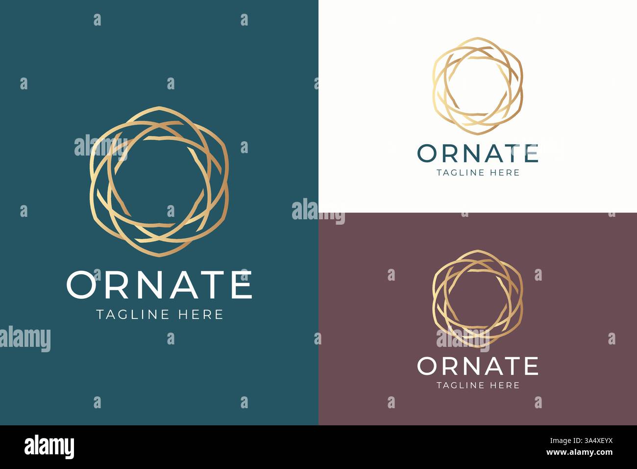 Elegant and Intricate Circular Logo in Gold Reflecting Luxury and ...