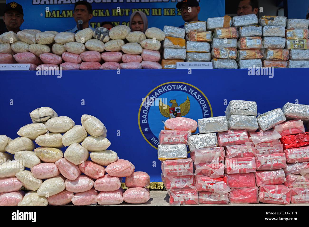 March 20, 2025, Banda Aceh, Aceh, Indonesia: Stacks of narcotics ...