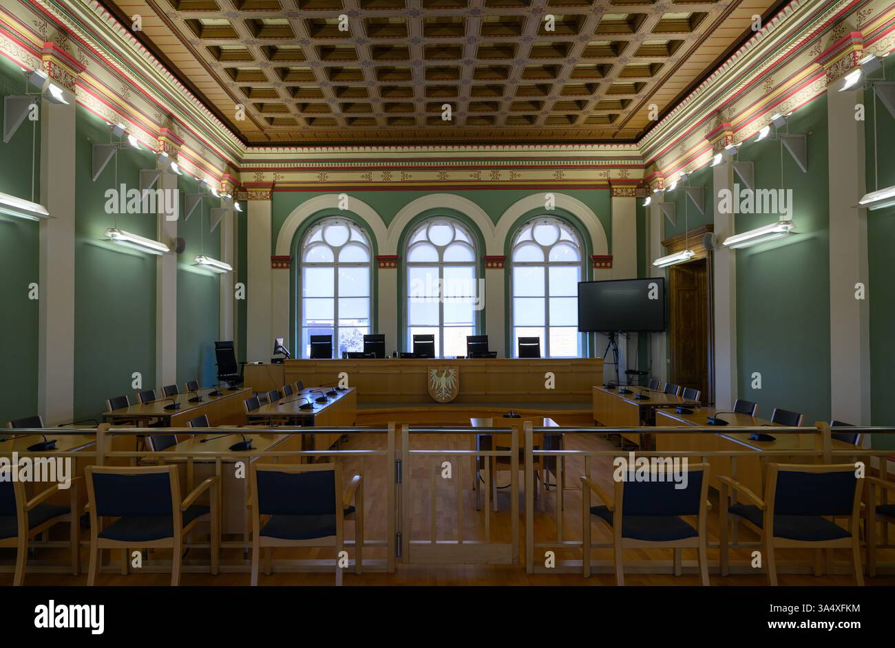 Cottbus, Germany. 19th Mar, 2025. An empty courtroom in Cottbus ...