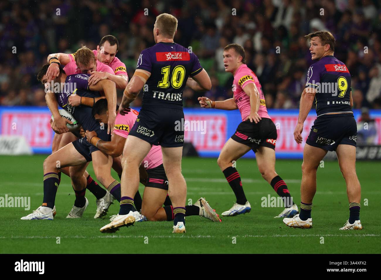 Melbourne, Australia. 20th Mar, 2025. Trent Loiero of the Storm takes ...