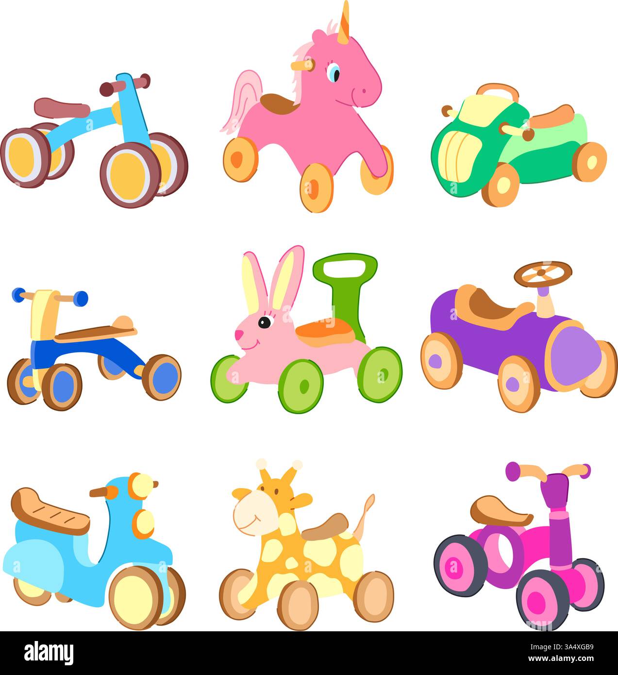 ride on toy set cartoon vector illustration Stock Vector Image & Art ...