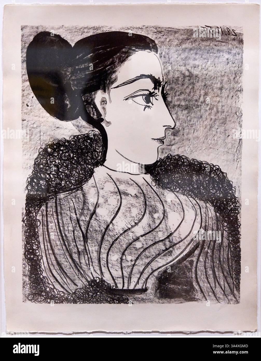Woman with a bun (Jacqueline), Cannes, December 28, 1957, Lithography ...