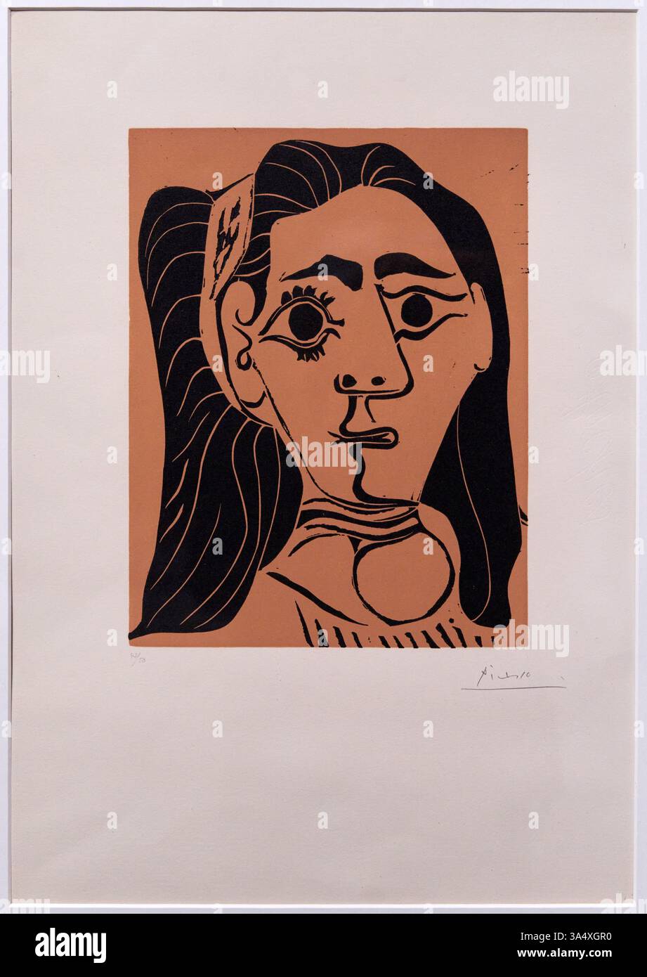 Jacqueline with tape II|, 1963, Engraved with gougee on linoleum ...