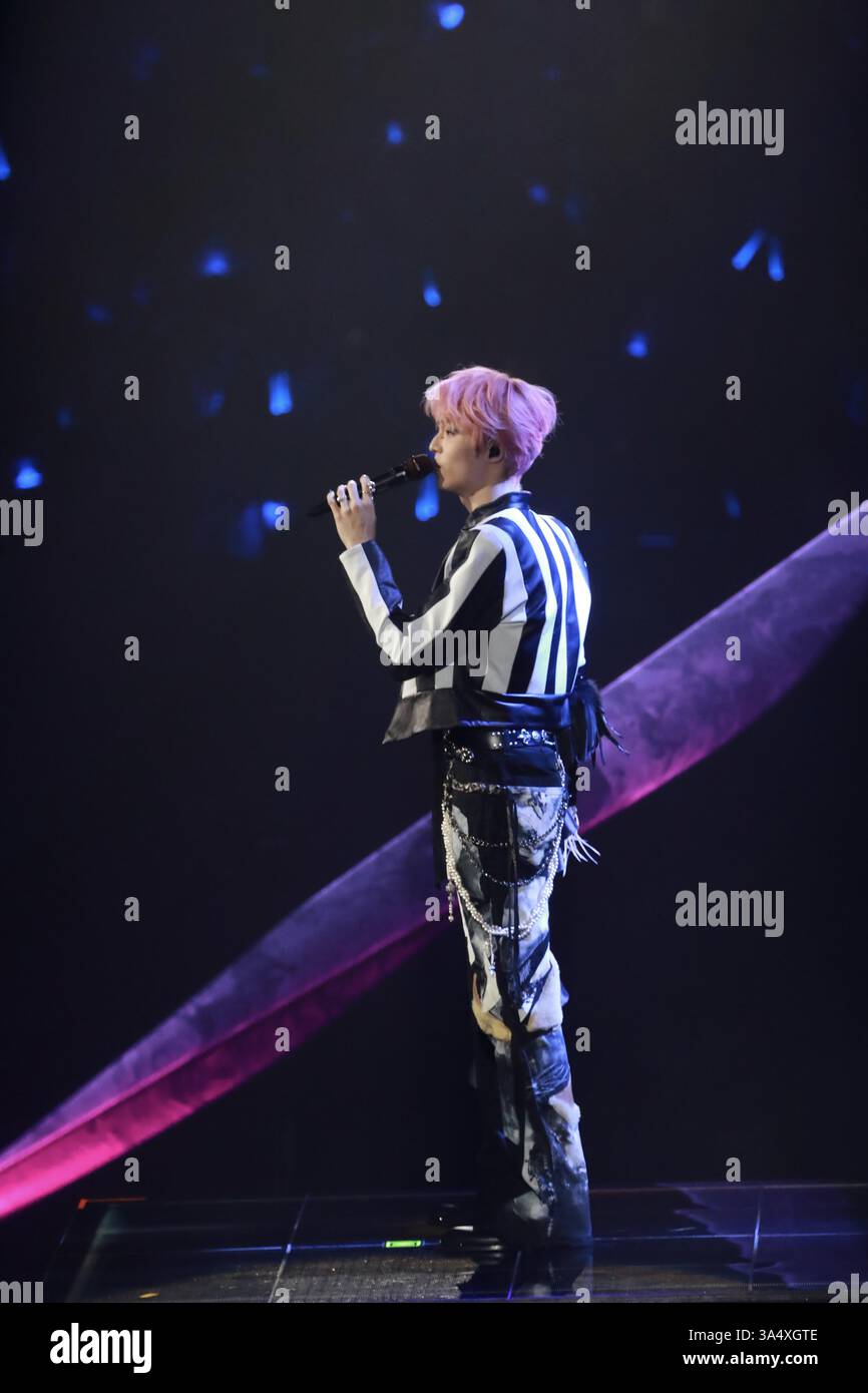 Taiwanese singer and actor Chen Linong holds a concert in Wuhan City ...