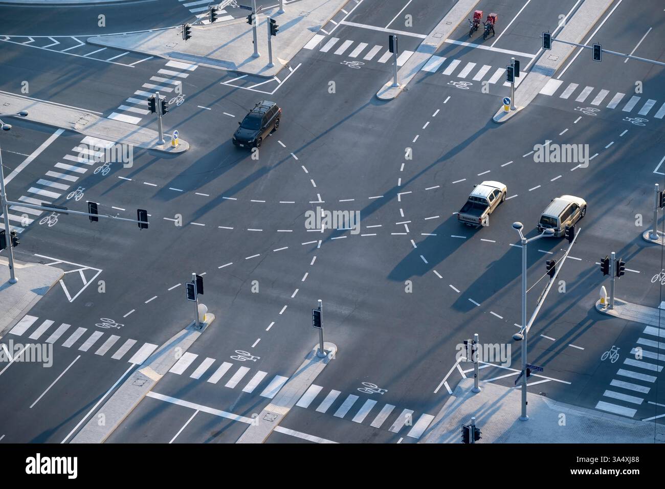 Aerial view of Lusail road roundabout signal. Lusail Roads and traffic ...