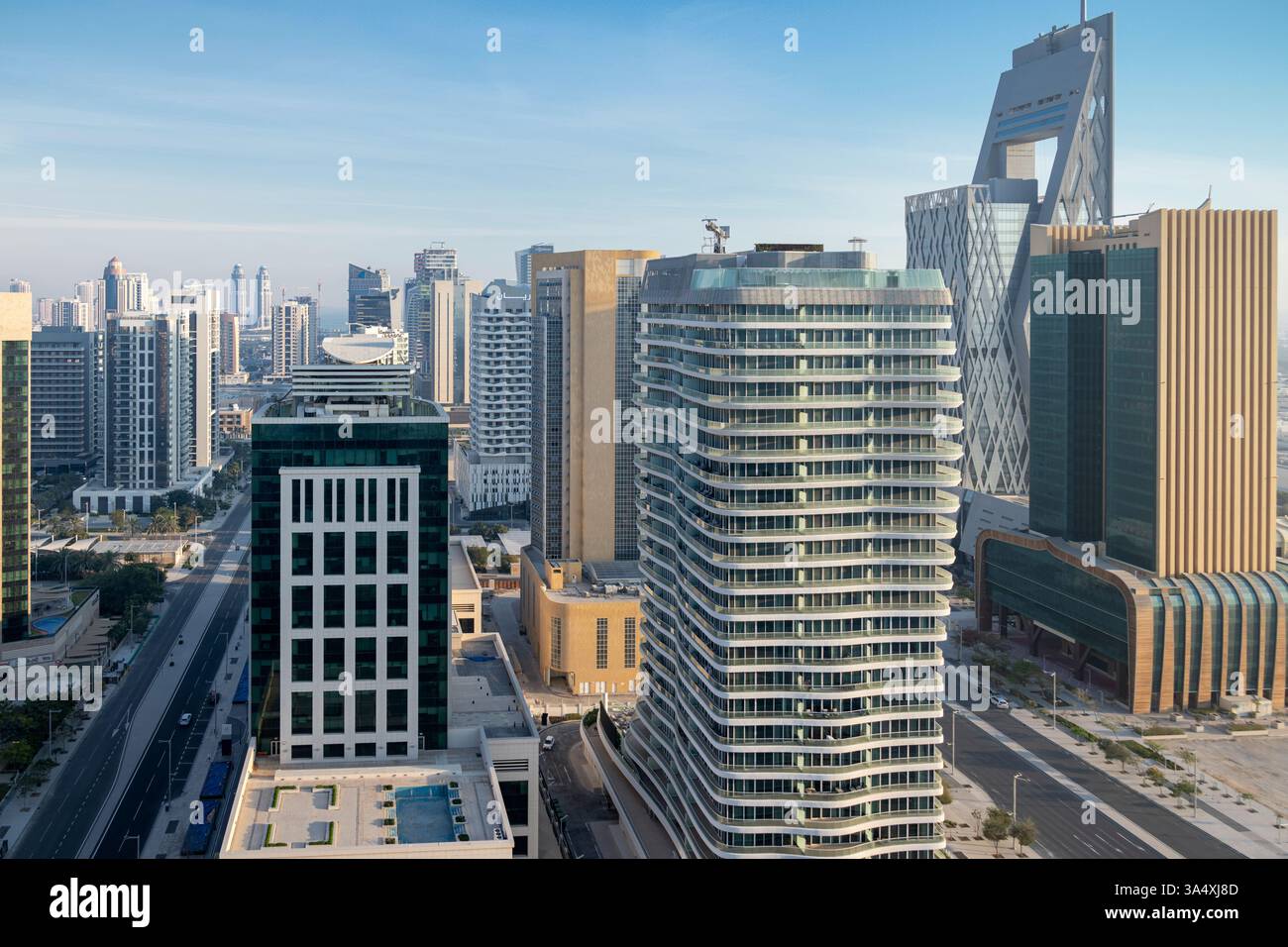 Aerial night view of Modern and beautiful Lusail Skyline Qatar ...