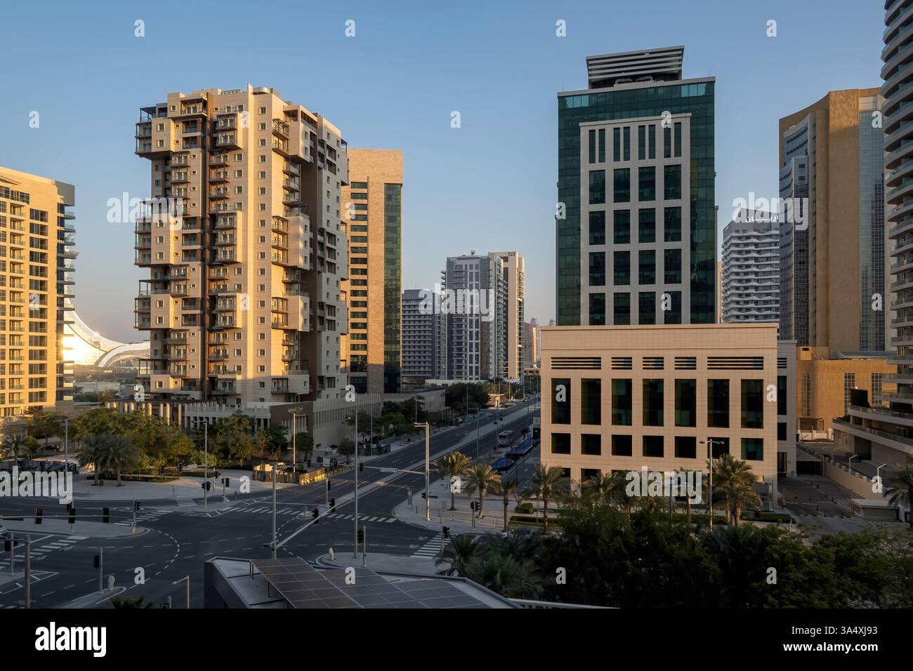 Aerial night view of Modern and beautiful Lusail Skyline Qatar ...