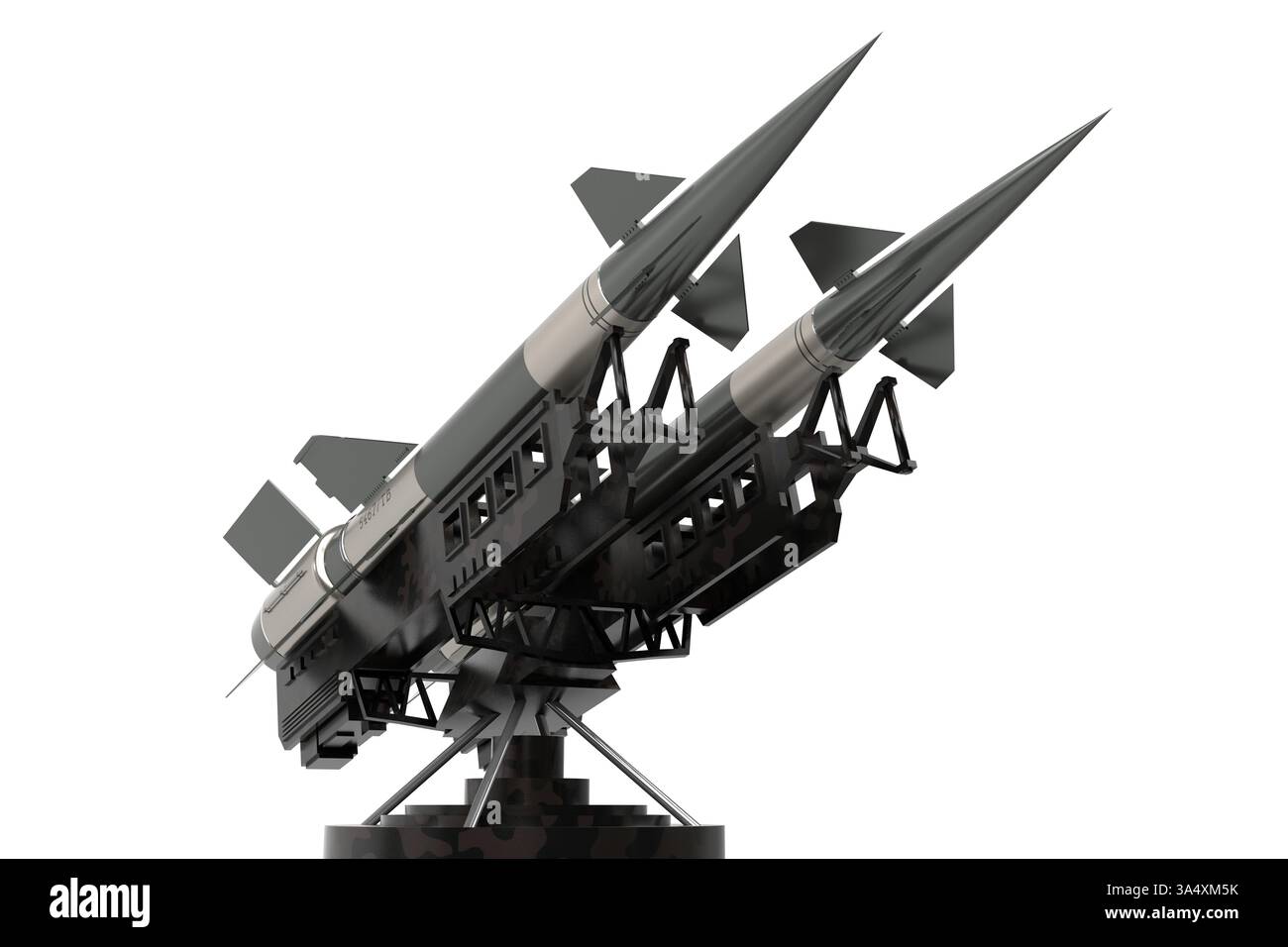 Two missiles on a launcher - 3D illustration Stock Photo - Alamy