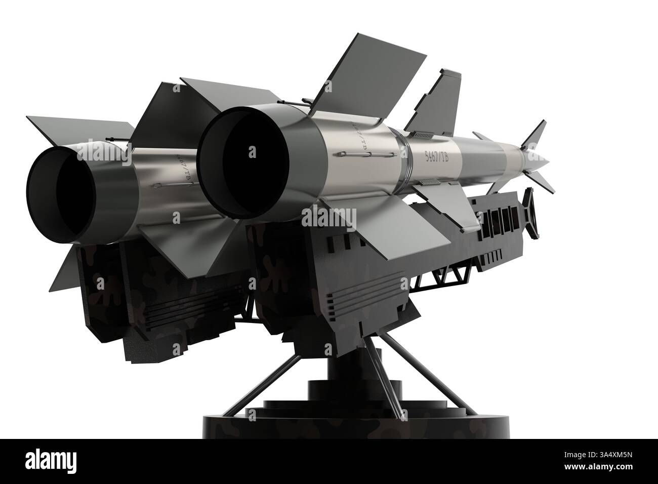 Two missiles on a launcher - 3D illustration Stock Photo - Alamy