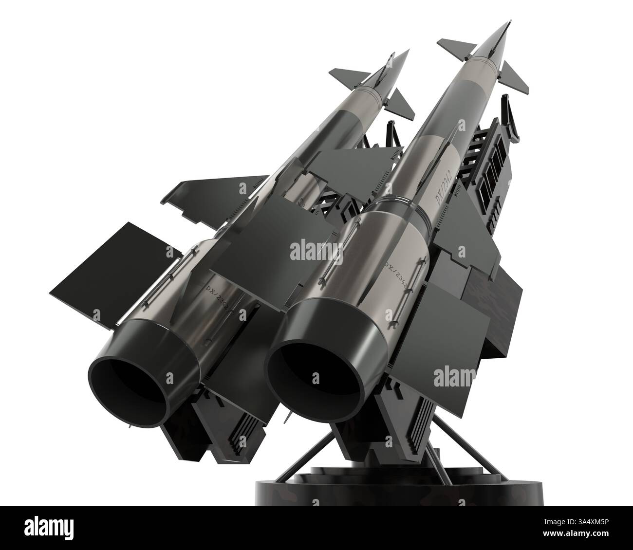 Two missiles on a launcher - 3D illustration Stock Photo - Alamy