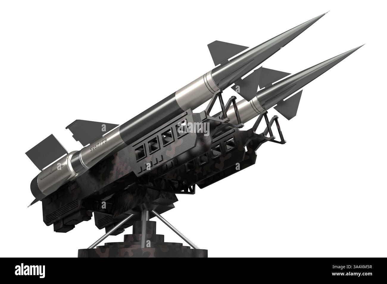 Two missiles on a launcher - 3D illustration Stock Photo - Alamy