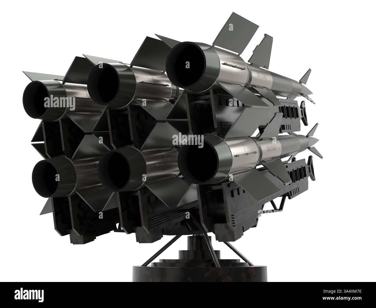 Six missiles on a launcher - 3D illustration Stock Photo - Alamy