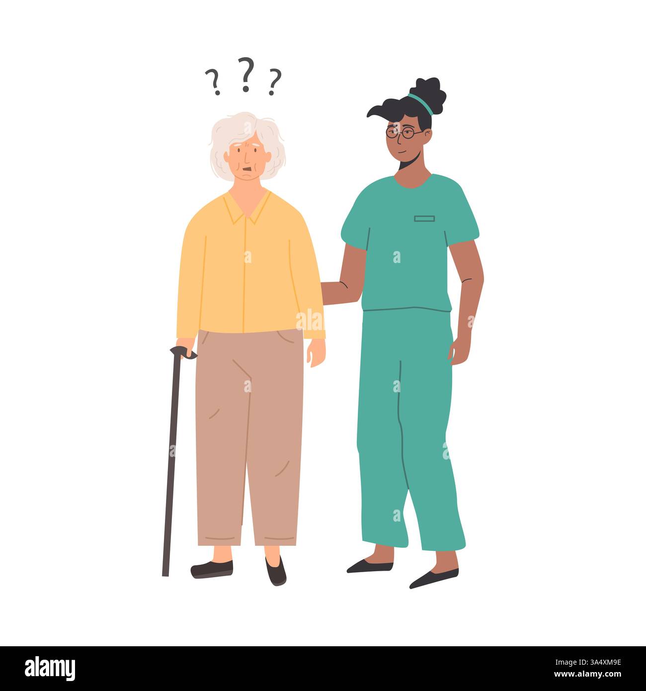 Hospital nurse elderly lady Stock Vector Images - Alamy