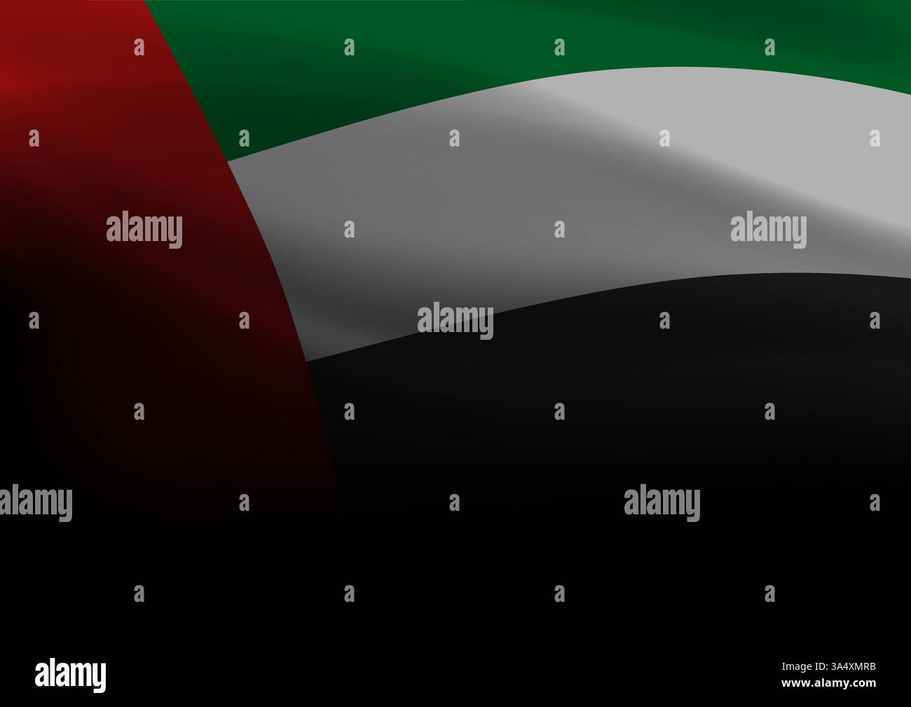 United Arab Emirates flag flies majestically on a black background ...