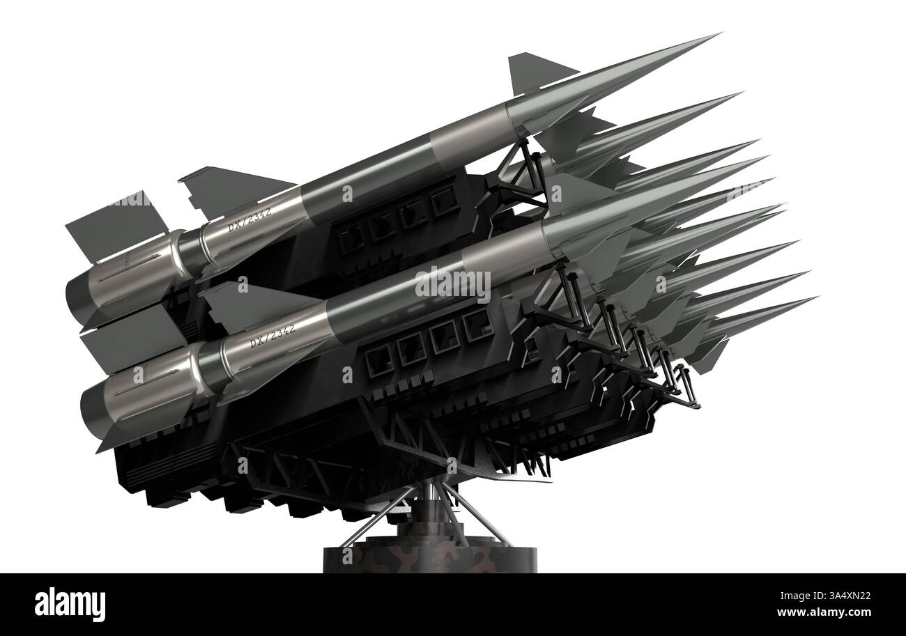 Many missiles on a launcher - 3D illustration Stock Photo - Alamy