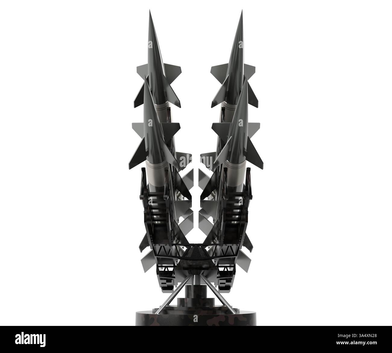 Four missiles on a launcher - 3D illustration Stock Photo - Alamy