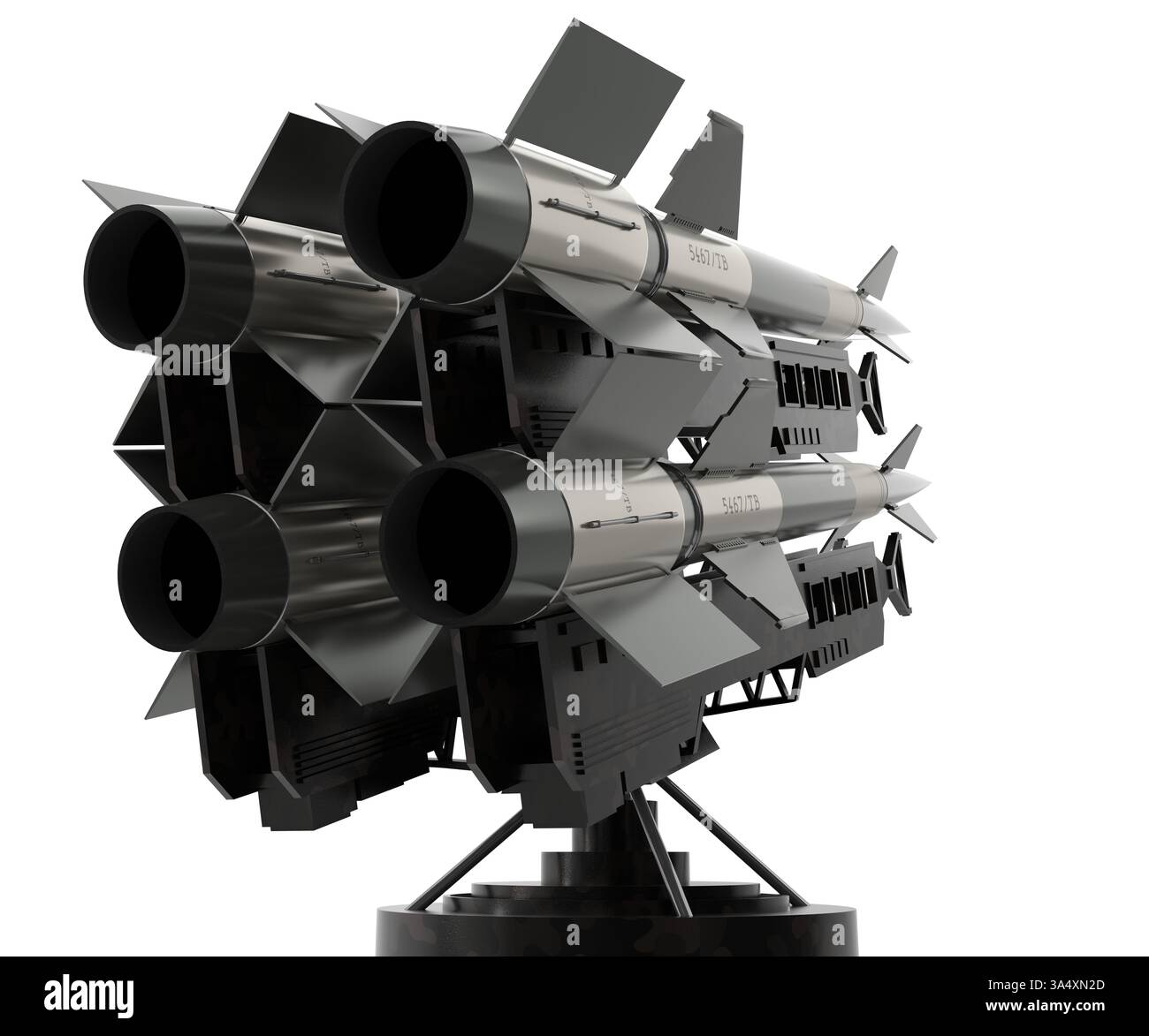 Four missiles on a launcher - 3D illustration Stock Photo - Alamy