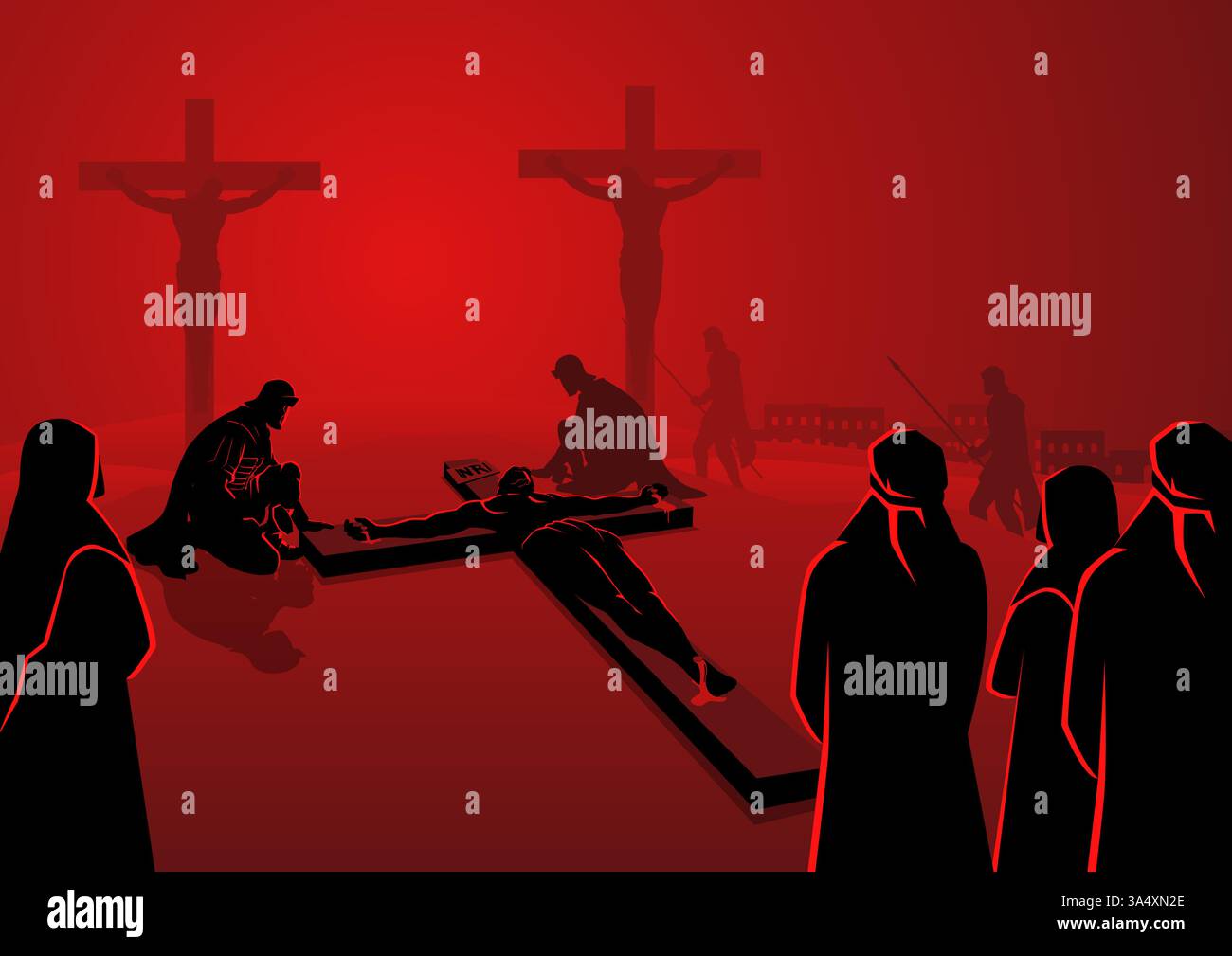 Biblical vector illustration series. Way of the Cross or Stations of ...