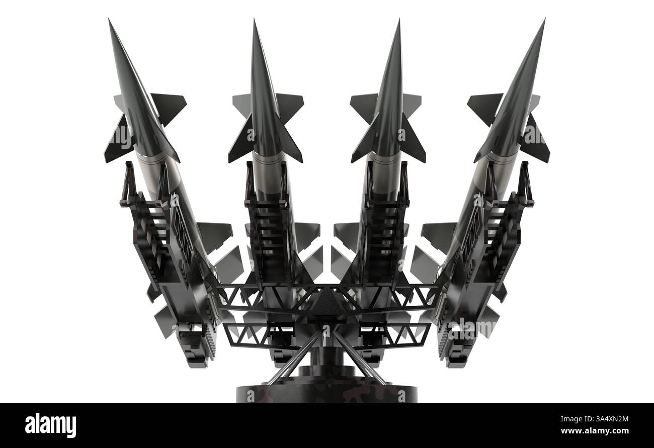 Four missiles on a launcher - 3D illustration Stock Photo - Alamy