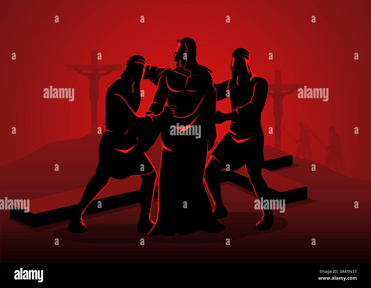 Biblical vector illustration series. Way of the Cross or Stations of ...